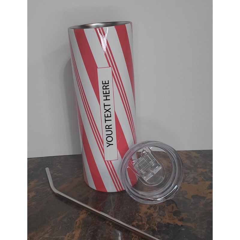 Personalized 20 ounce Peppermint Stick Pattern Mug